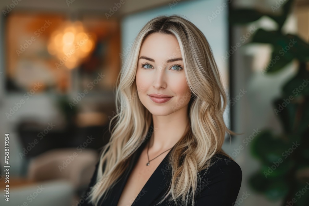Confident Real Estate Agent Posing in Office Portrait of a poised and ...