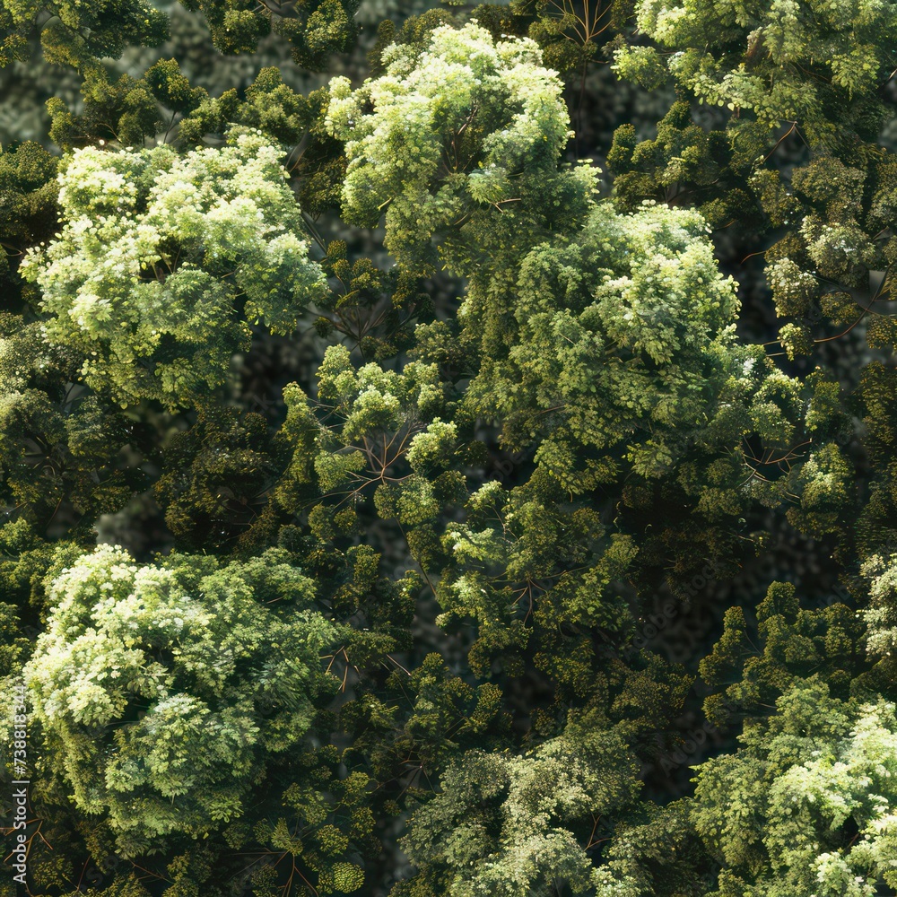 green trees, earthy palette, masterful shading, single object graphics ...