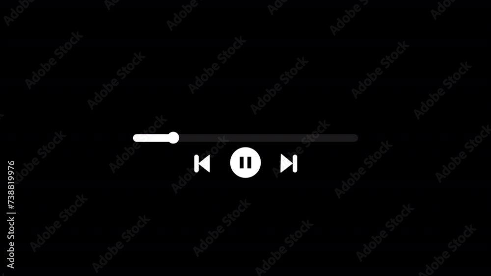 Black screen music player overlay template Video progress timeline bar ...