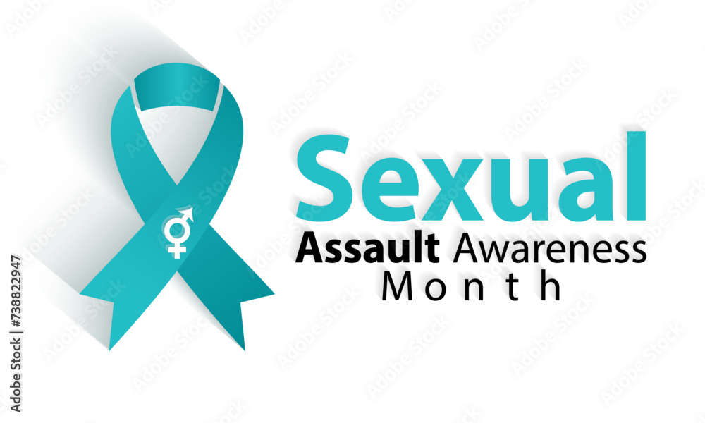 Sexual assault awareness month concept. Banner with teal ribbon Vector ...