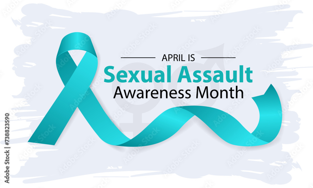 Sexual assault awareness month concept. Banner with teal ribbon Vector ...