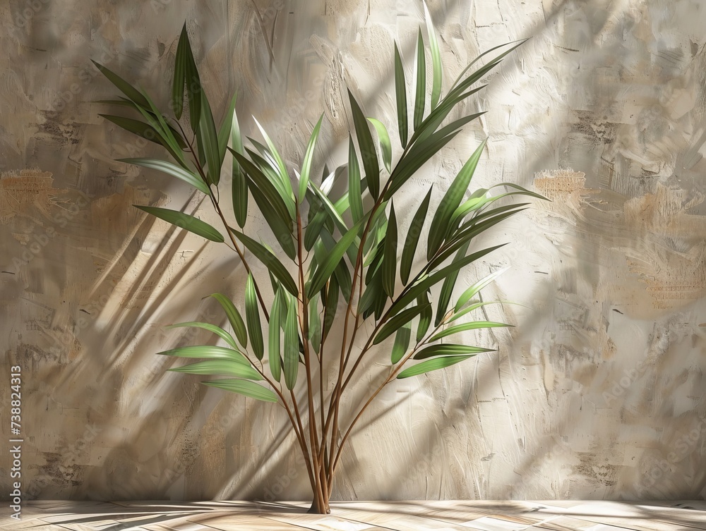 Serene Palm Sunday scene with willow branches and palm leaves ...