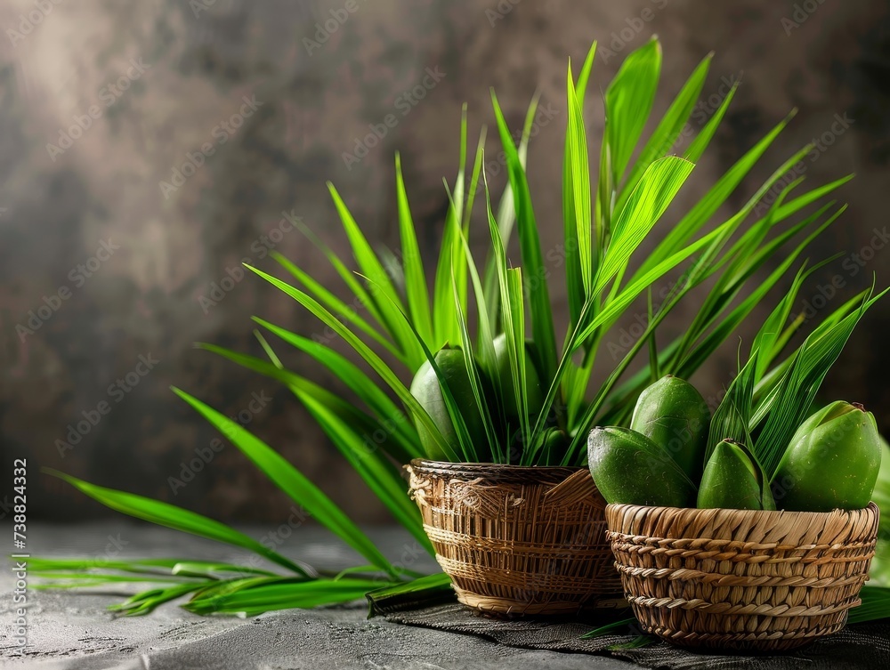 Serene Palm Sunday Scene with Willow Branches, Palm Leaves Symbolizing ...