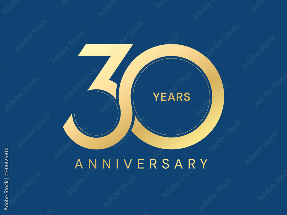 30th Anniversary luxury gold text number Typography celebration logo ...