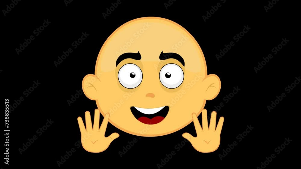 video animation emoticon face character yellow cartoon with the fingers ...