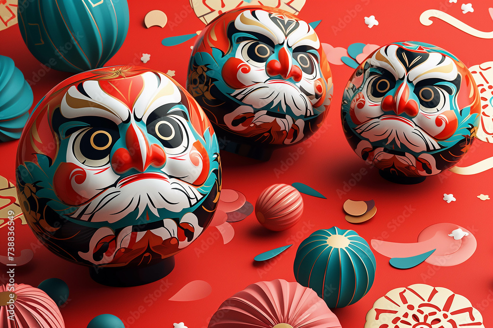 Fortune dolls, are Japanese people's good luck charms. Stock ...