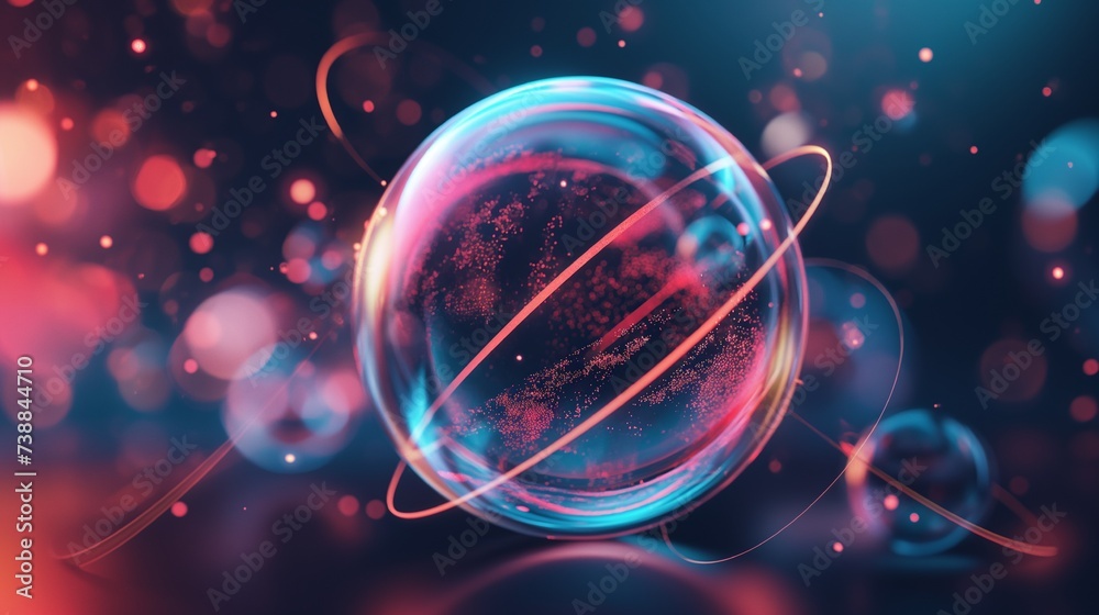 Quantum Physics Science Background, glass ball on the table, background ...