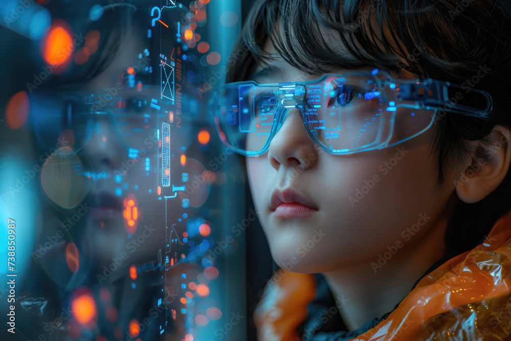 Young Visionary: 12-Year-Old Asian Boy Embracing Knowledge with Smart ...