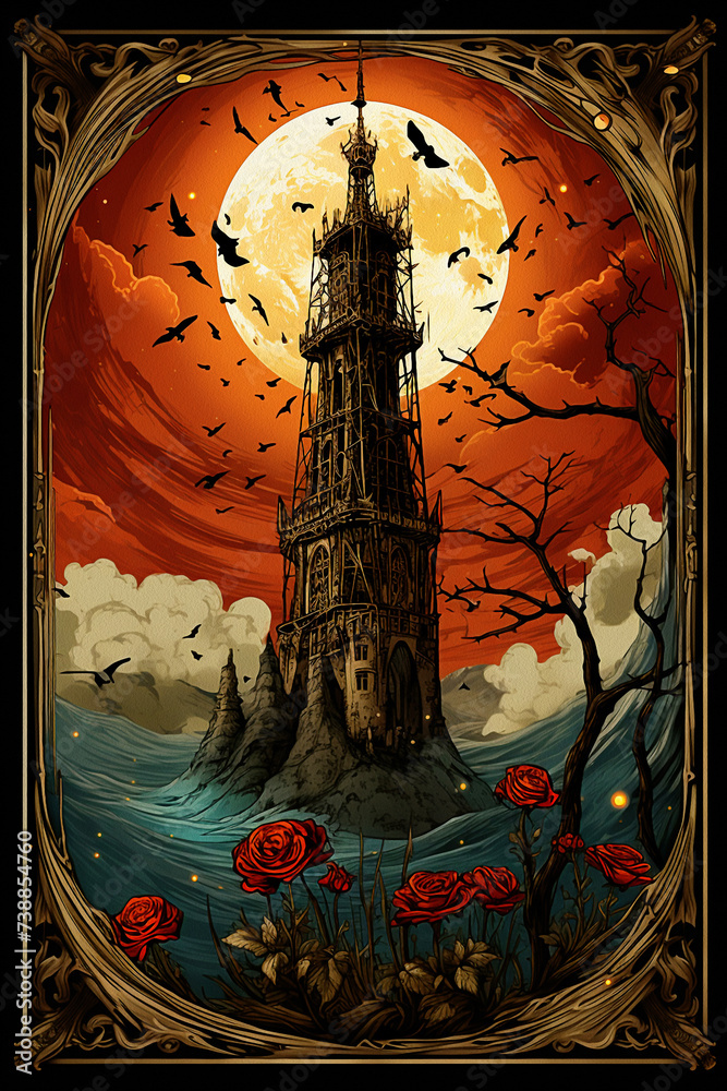 Esoteric cartomancy for fortune tellers: grunge style tarot card with ...