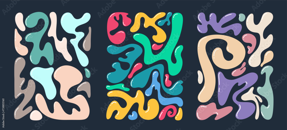 Liquid abstract organic blob shapes set. Trend wavy elements bubbles ...