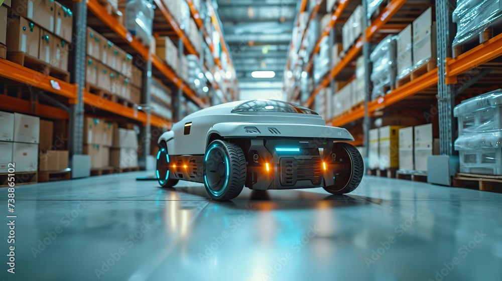 Intelligent robotic vehicle with LED lights autonomously operating in a ...