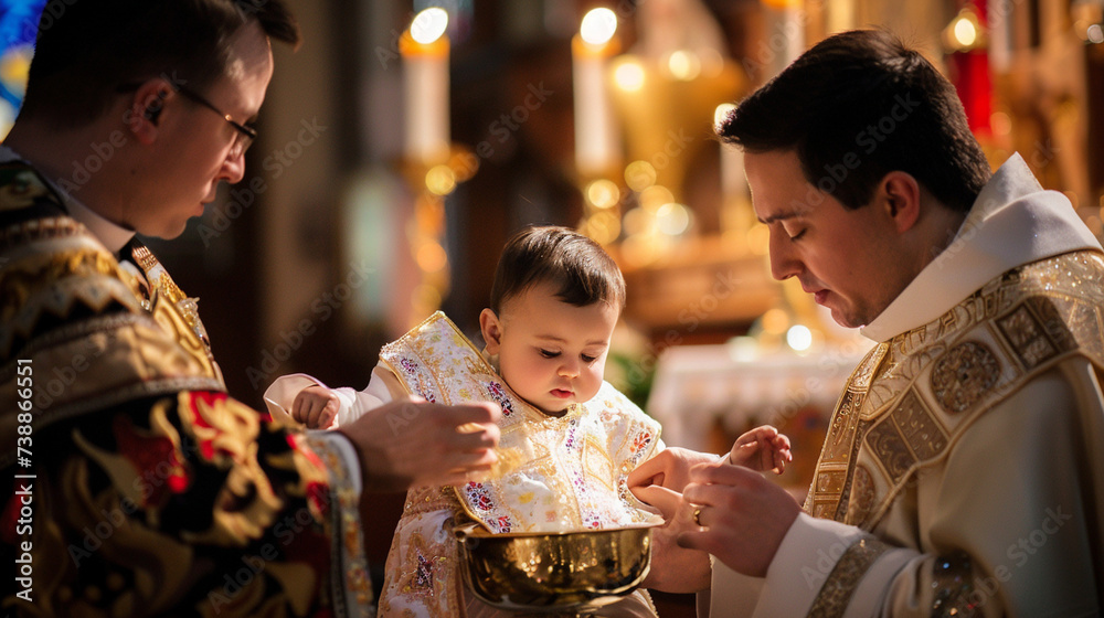 A solemn moment of prayer as the baby is anointed with holy oil ...