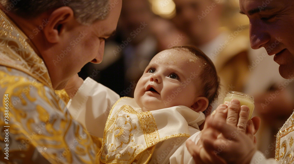 A solemn moment of prayer as the baby is anointed with holy oil ...