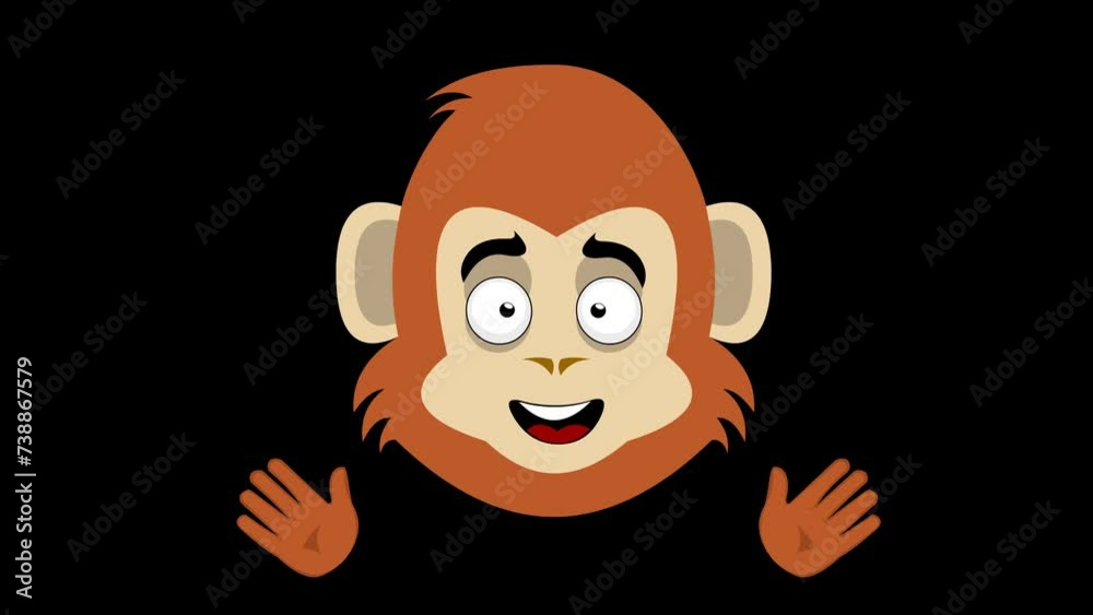 video animation face monkey, chimpanzee or gorilla cartoon, with a ...