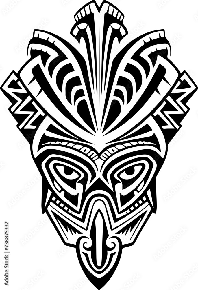 tribal face vector design, isolated background, tattoo style ...