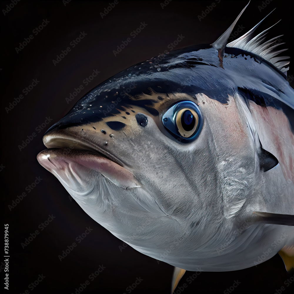 Close-Up Albacore Tuna Fish Portrait with Detailed Textures and Colors ...