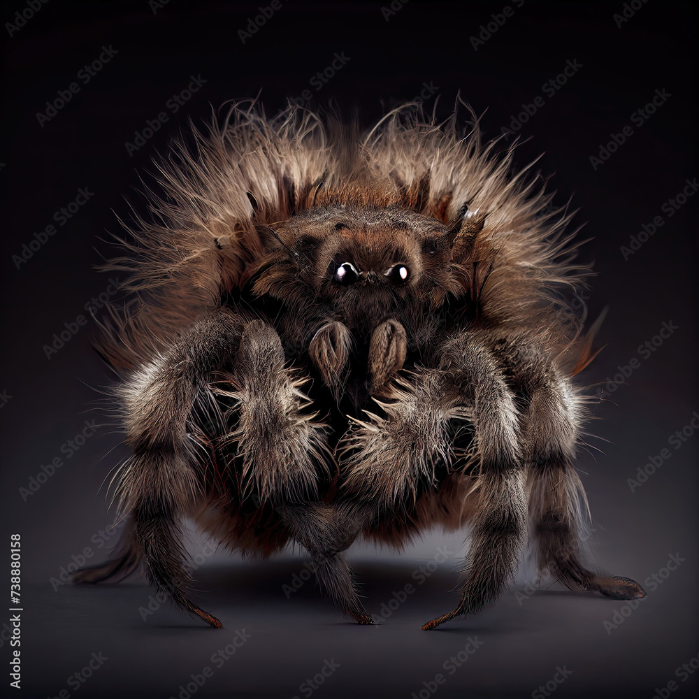 Curly Hair Tarantula Portrait in Professional Studio Setting Stock ...