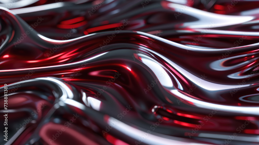 Red liquid chrome shiny metal smooth liquid satin texture background ...