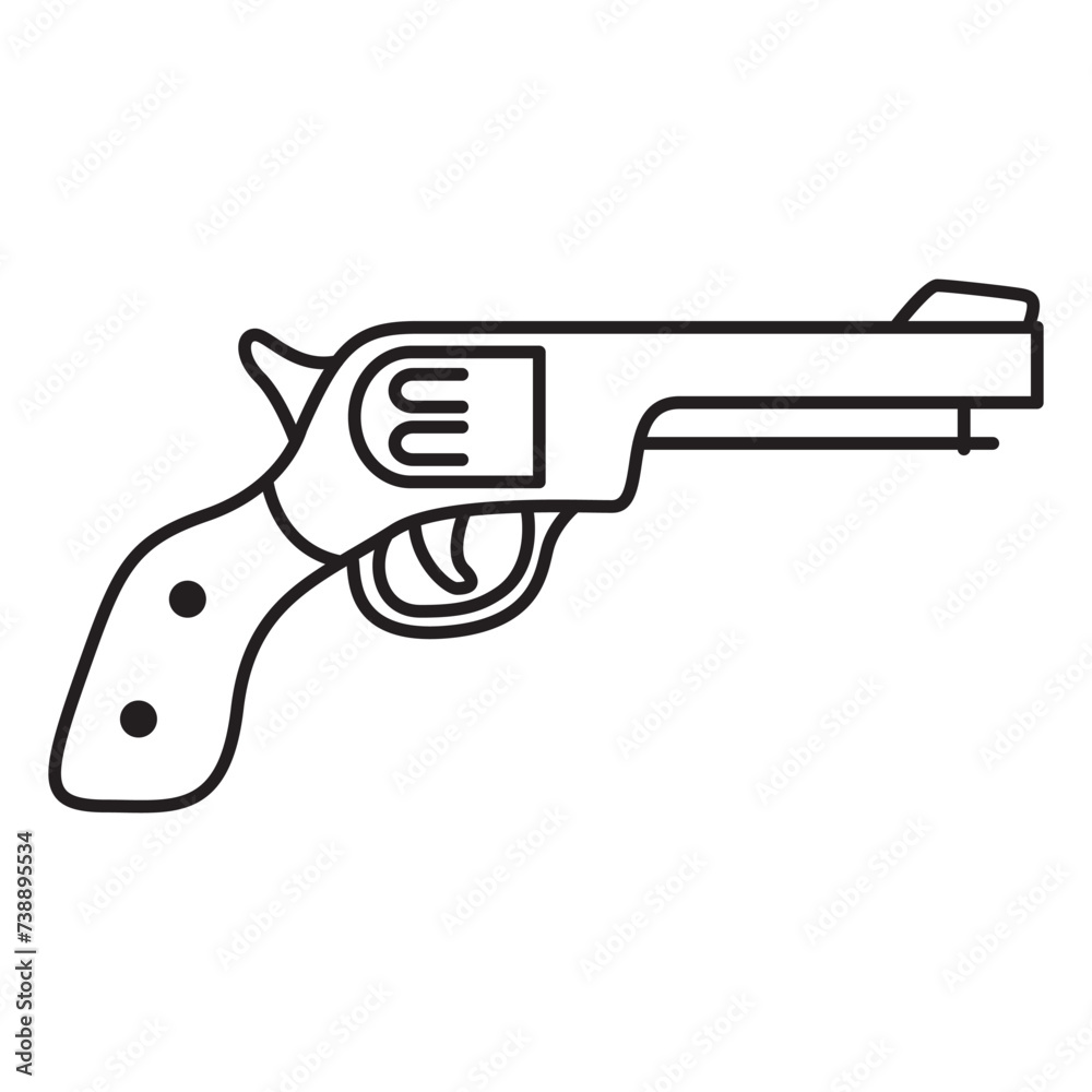 Gun revolver icon.Handgun six shooter pistol.Cowboy revolver.Wlid west ...