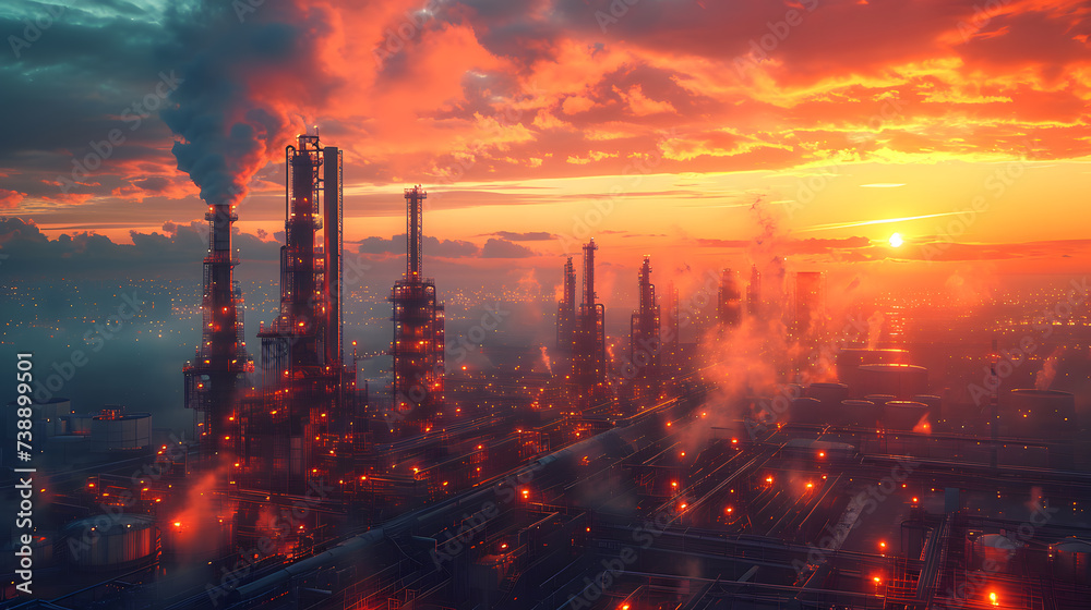 oil and gas chemical tank with oil refinery plant background at ...