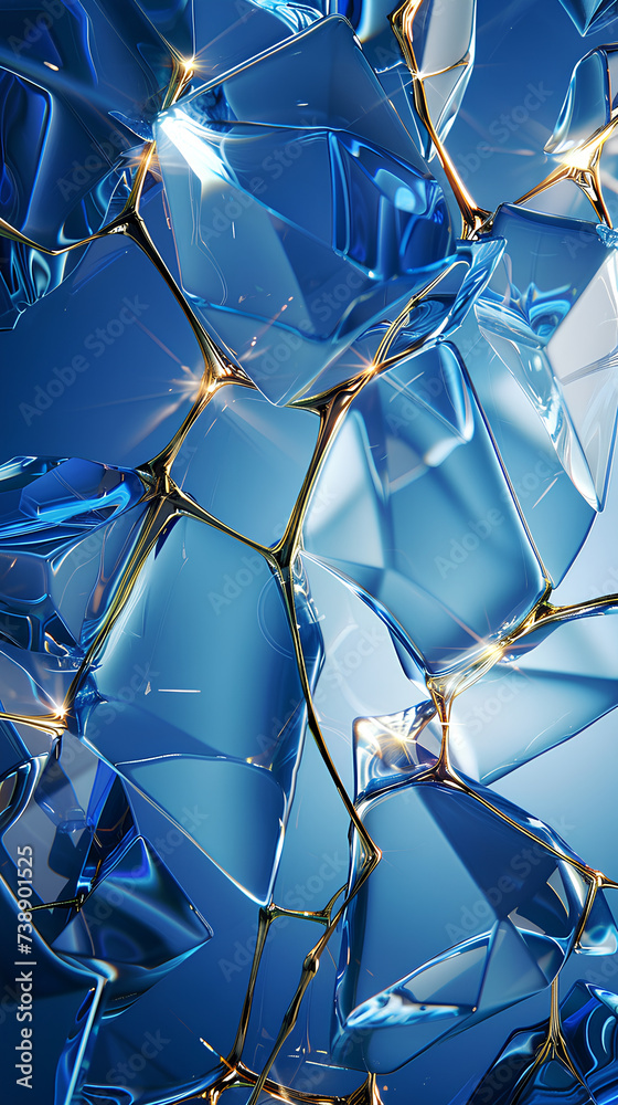 Shards of sapphire crystals abstract background. Digital graphic and ...