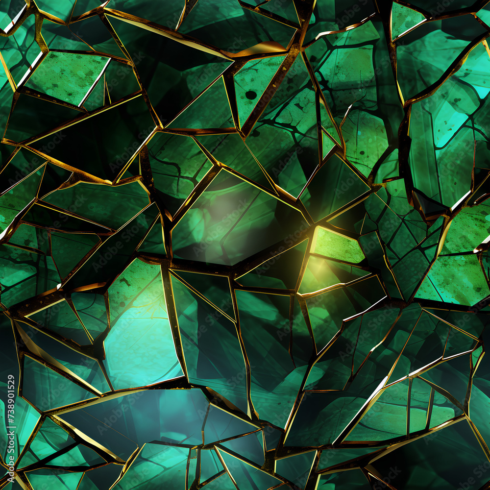 Shards of green glass abstract background. Digital graphic and texture ...