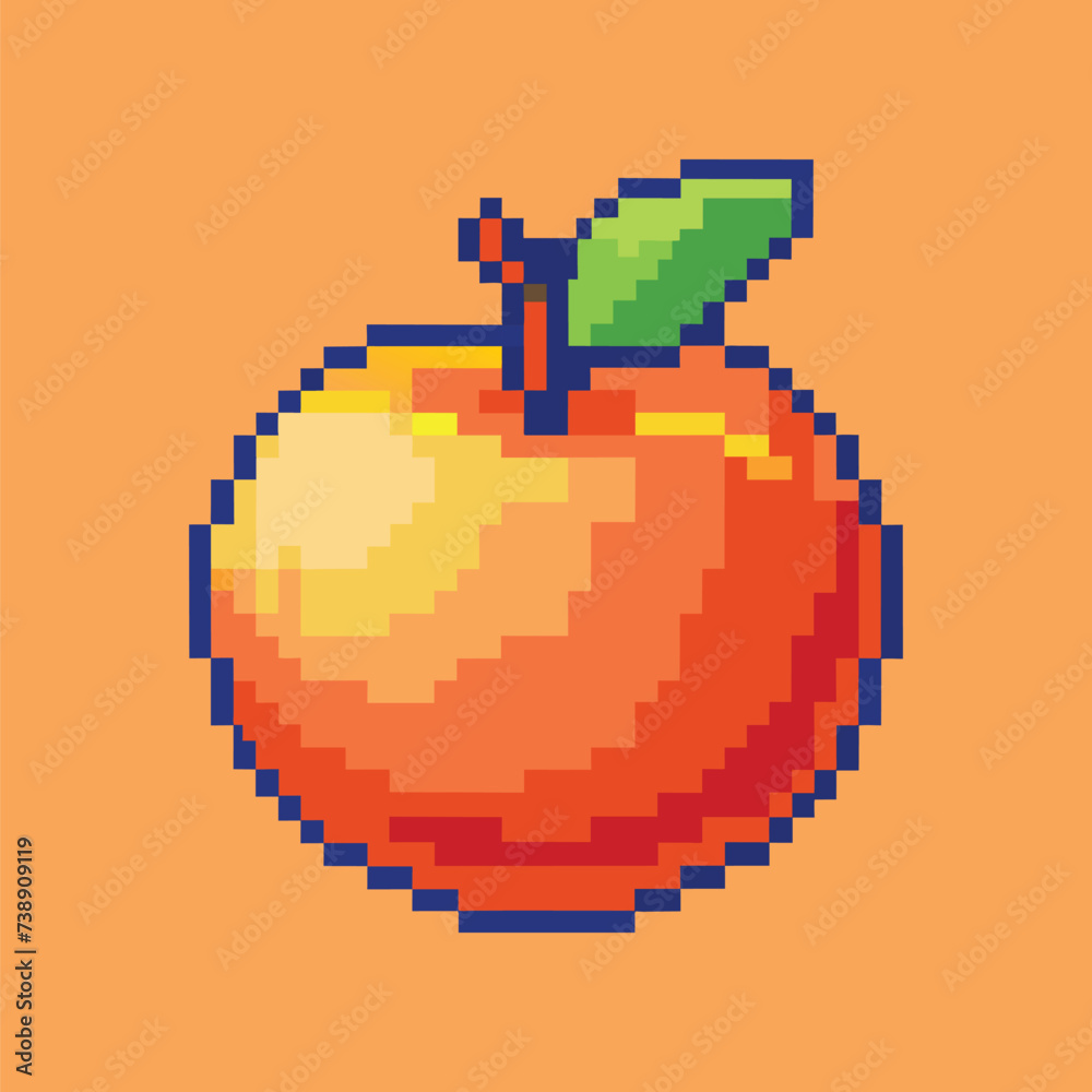 Pixel Art Peach Vector Image: Delicate and Sweet, this Peach ...