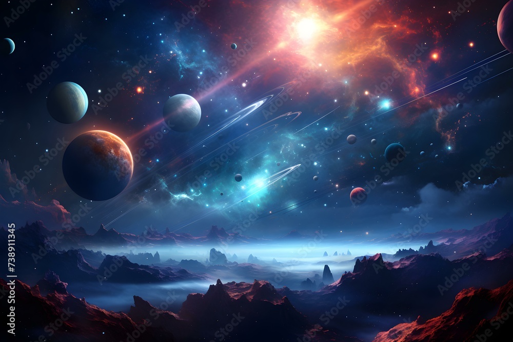 Cosmic theme with stars, planets, and futuristic elements for space ...
