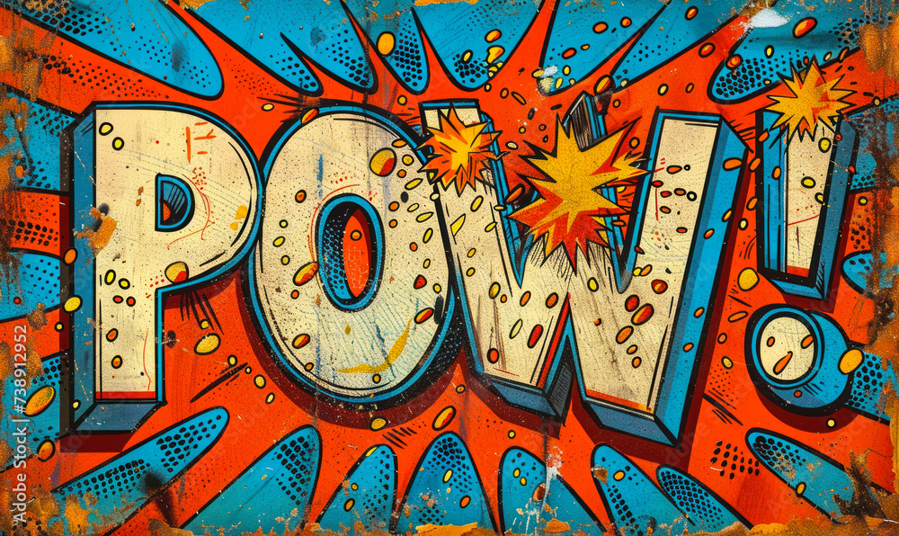 Classic comic book style POW! explosion bubble, with bold lettering and ...