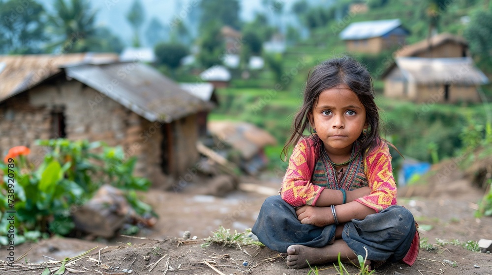 Picture of a young girl unable to attend school due to lack of ...