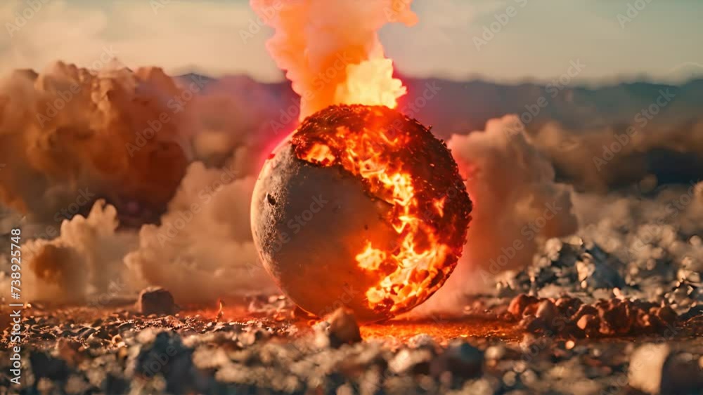 Vídeo do Stock: Ball of fire as it lies on the ground, showcasing its ...