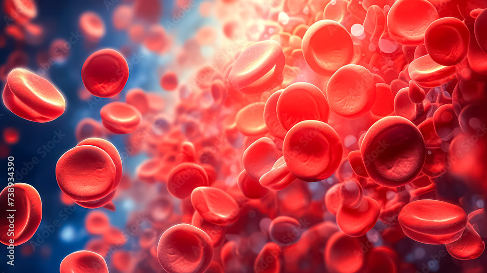 Red blood cells magnified under a microscope, illustrating vital ...