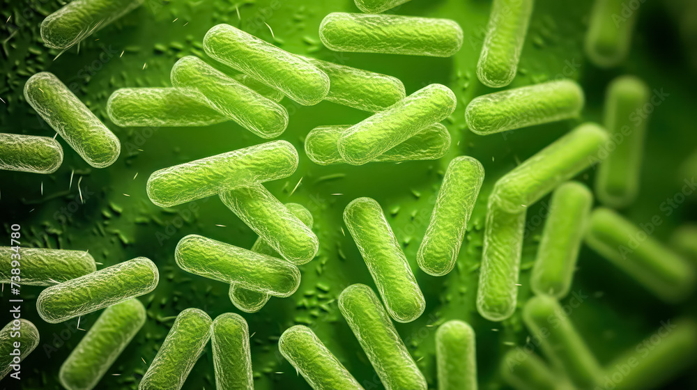 Microorganisms observed through a microscope, including bacteria ...