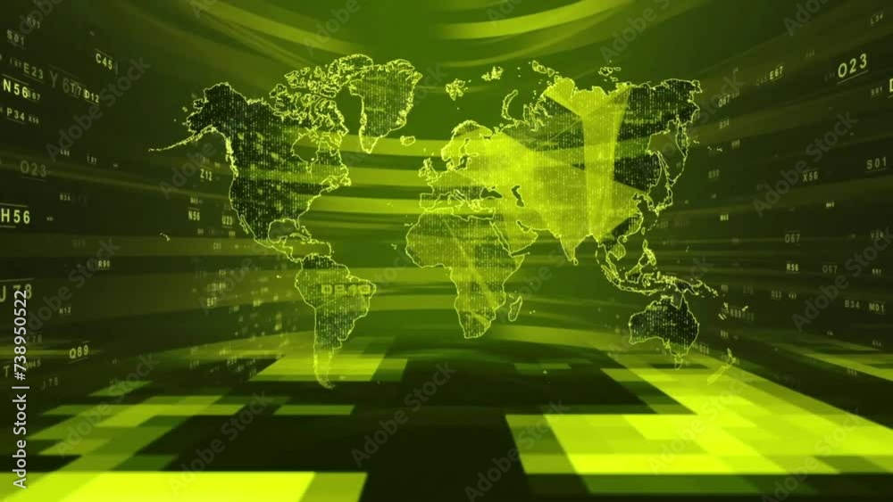 Digital Earth Map Animation: Seamless loop of a rotating digital Earth ...