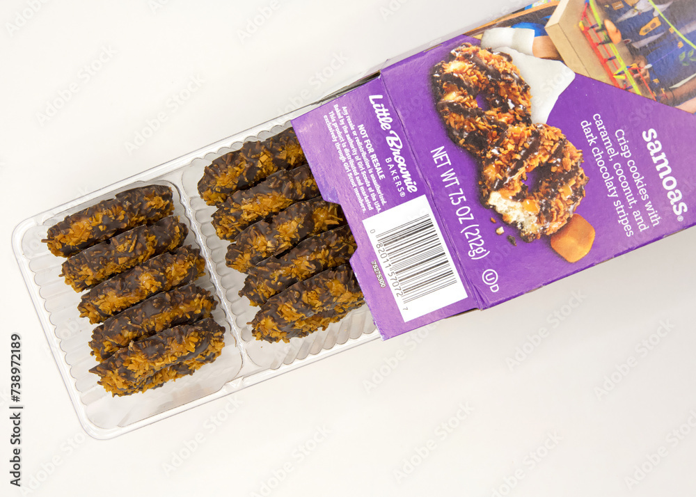 Alameda, CA - Feb 17, 2024: One box of Little Brownie Baker brand Girl ...