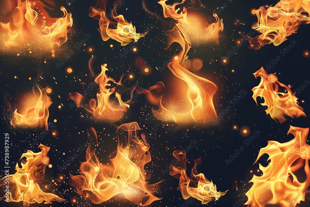 Animated flames and sparks collection Offering various fire effects on ...