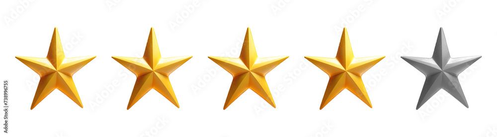 Avaliação 4 Estrelas. Quatro estrelas amarelas e uma acinzentada em ...