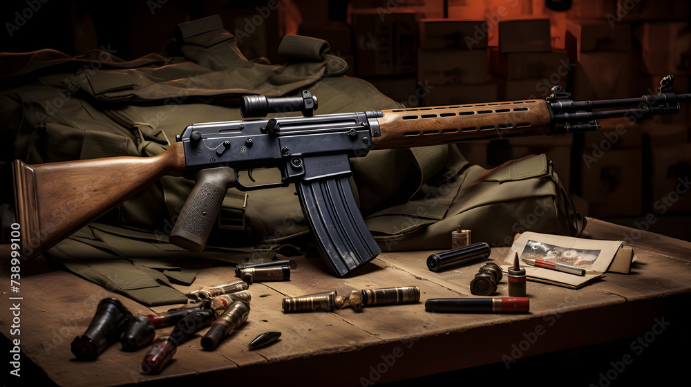 Detailed Overview of a Semi-Automatic FN FAL Rifle with its Components ...