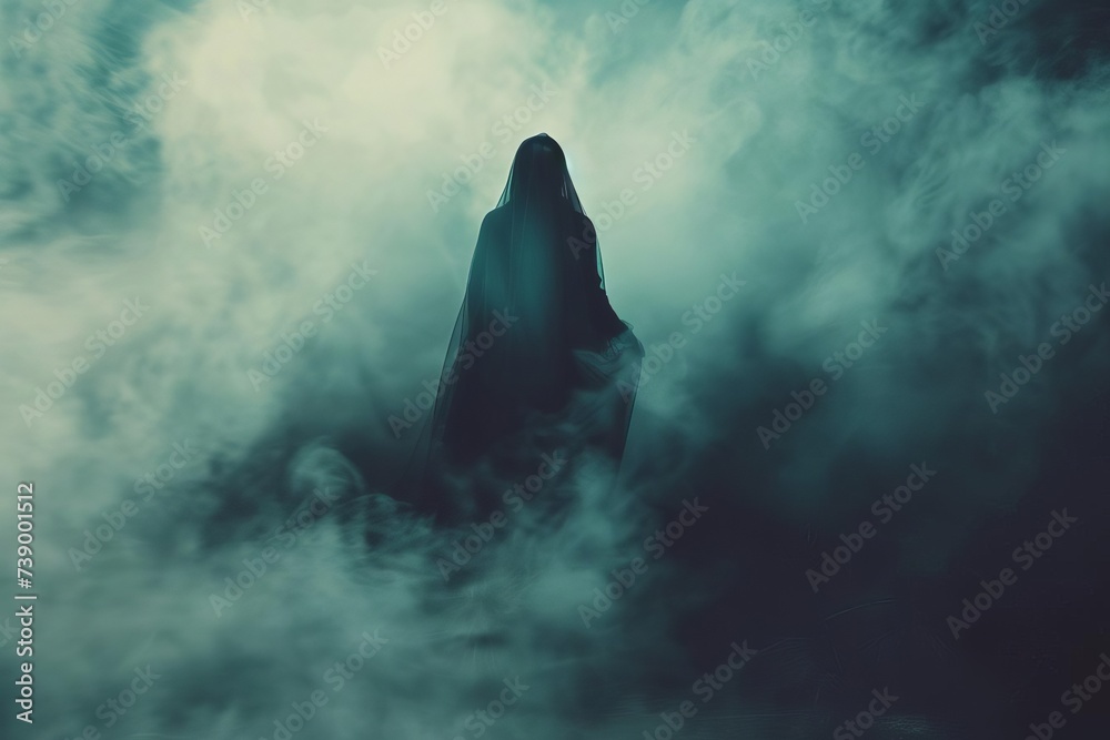 Digitally rendered ghostly apparition Creating an atmosphere of mystery and suspense. ethereal ...