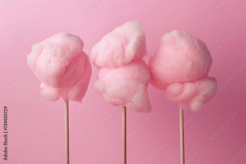 Pink cotton candy Fluffy and sweet treat Isolated illustration ...