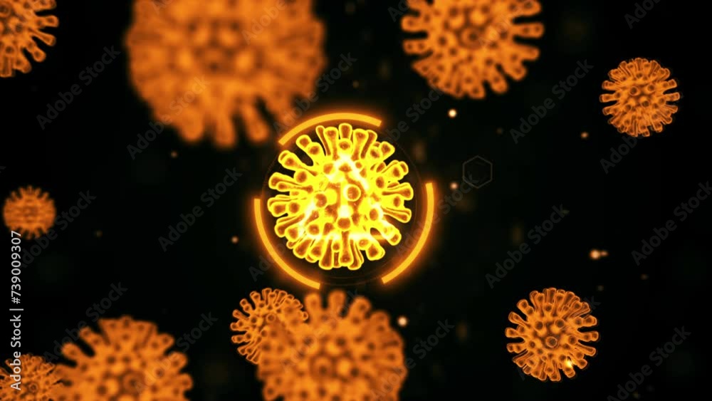 Coronavirus covid19 pathogen inside infected organism. Virus under ...