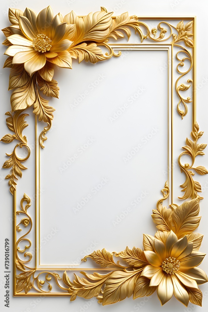 Luxury Gold Flower Frame Border Illustration Stock Illustration | Adobe ...