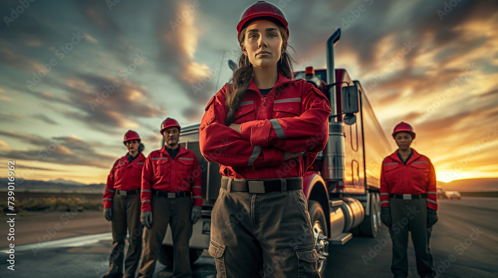 female truck driver and her team's commitment to teamwork shine, as ...