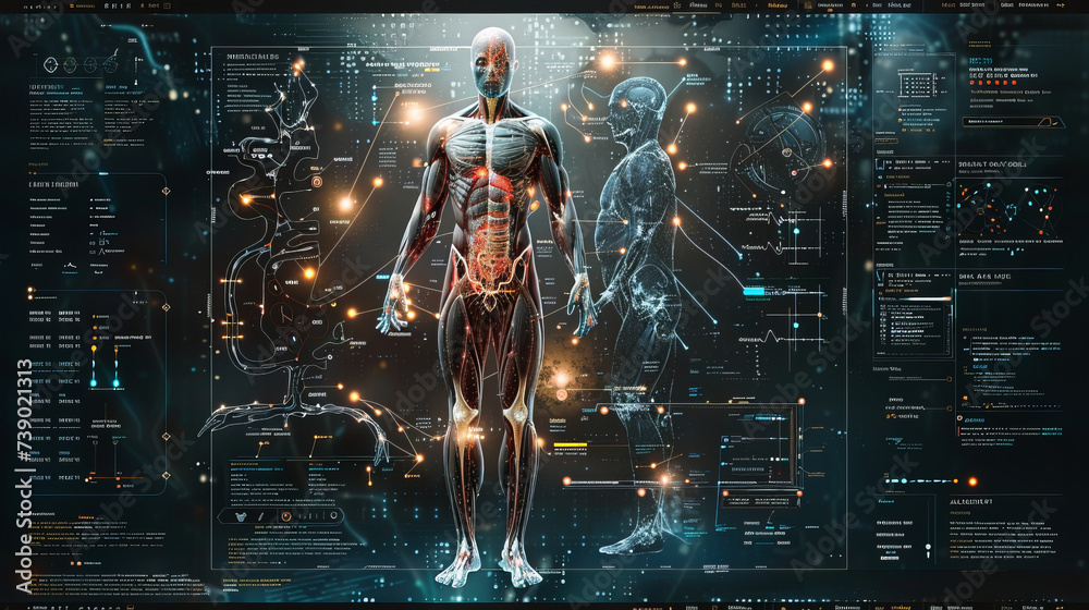 Graphic representation of the cardiovascular system in a male ...