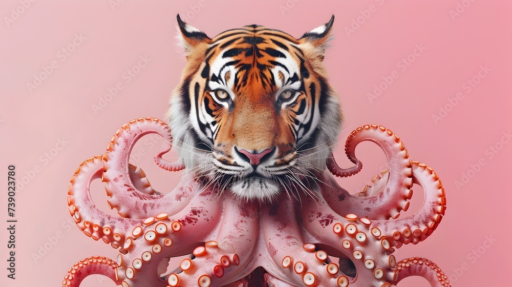 Octopus Tiger A Photorealistic Portrait of a Unique Fusion Stock ...