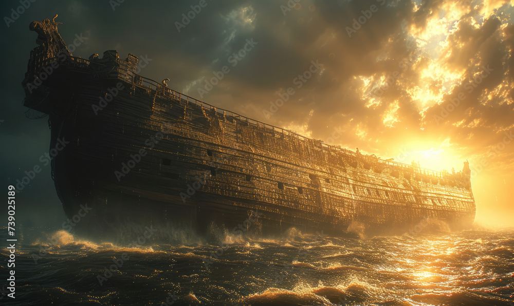 An awe-inspiring sight unfolds as the sun sets behind Noah's Ark ...