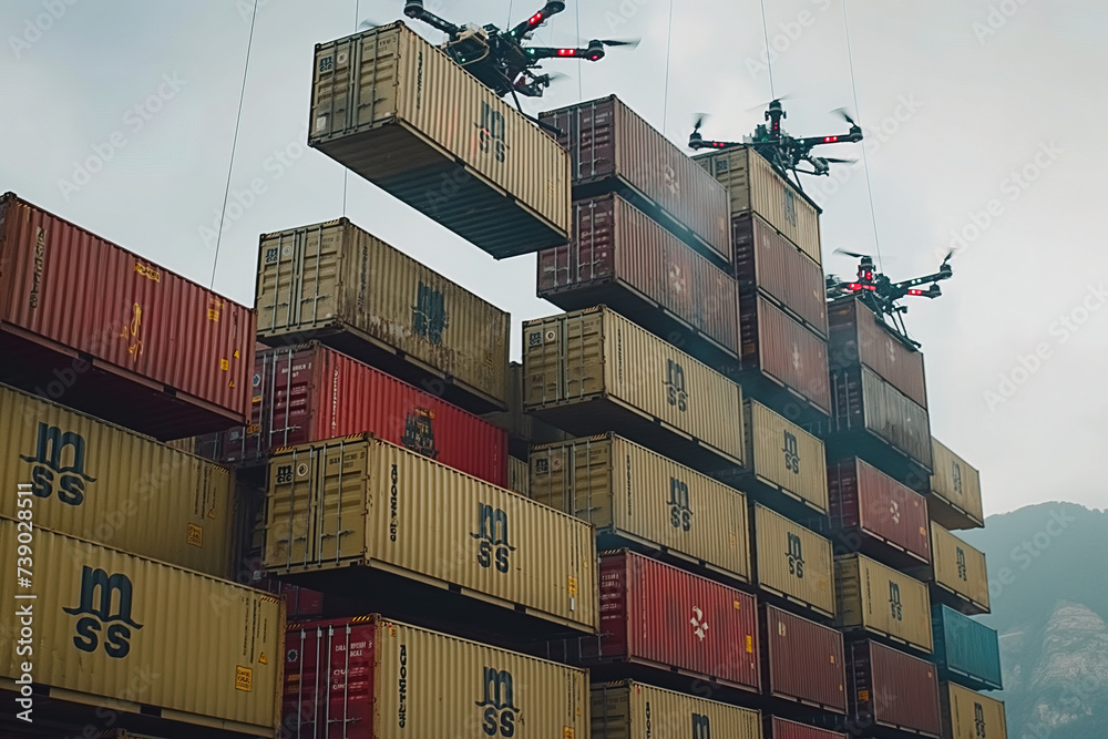 Drone transportation technology used for cargo containers logistic ...