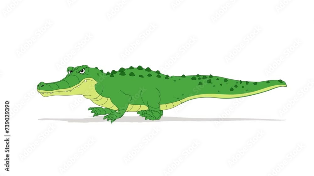 Crocodile Walk cycle animation,loop animation sequence with green ...