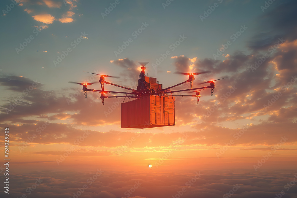 Drone transportation technology used for cargo containers logistic ...