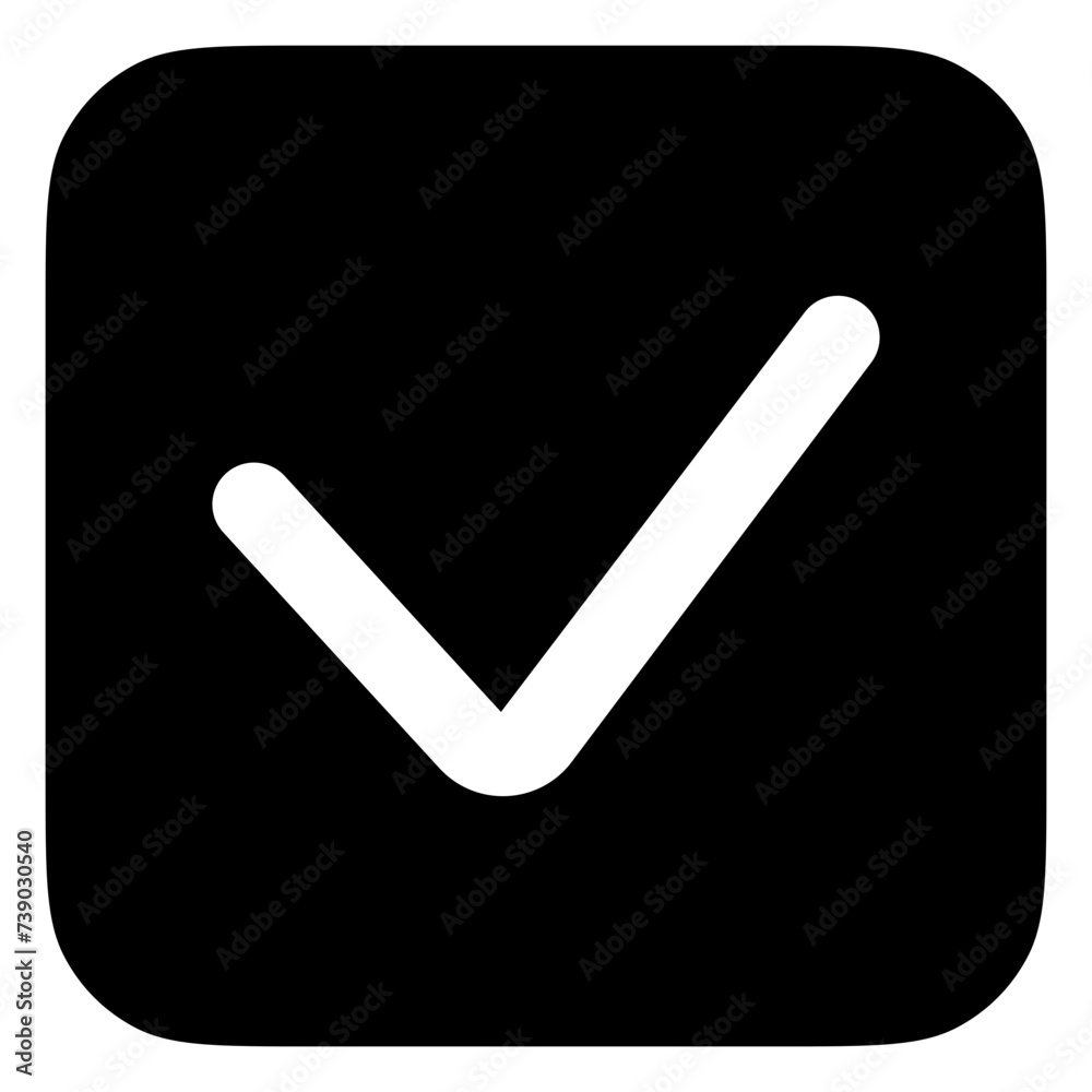 Vector check checkmark verify mark icon. Black, white background ...